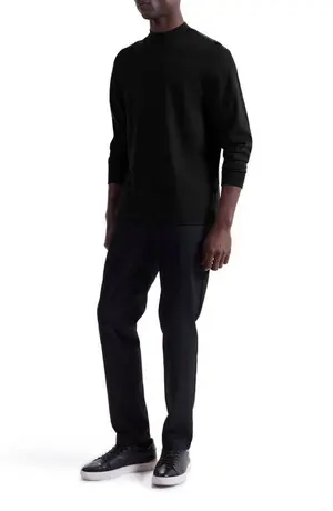 Bugatchi Mock Neck Pima Cotton Sweater - Black