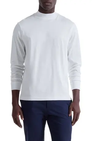 Bugatchi Mock Neck Pima Cotton Sweater Chalk