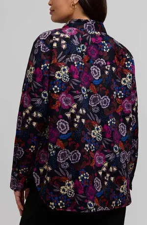 Foxcroft Meghan Floral Print Cotton Button-up Shirt