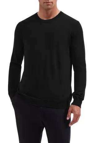 Bugatchi William Merino Wool Crewneck Sweater - Black