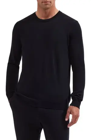 Bugatchi William Merino Wool Crewneck Sweater Navy