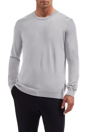 Bugatchi William Merino Wool Crewneck Sweater - Platinum