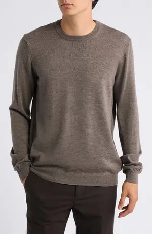 Bugatchi William Merino Wool Crewneck Sweater - Walnut