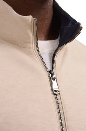 Bugatchi Mock Neck Reversible Jacket - Sand