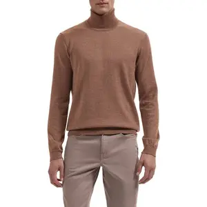 Bugatchi George Extrafine Merino Wool Turtleneck Sweater - Camel