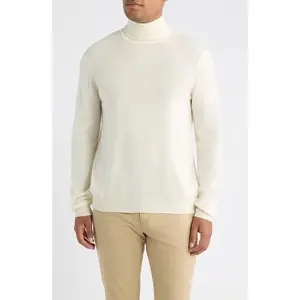 Bugatchi Extra Fine Merino Wool Turtleneck Sweater - Chalk