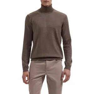 Bugatchi George Extrafine Merino Wool Turtleneck Sweater - Walnut