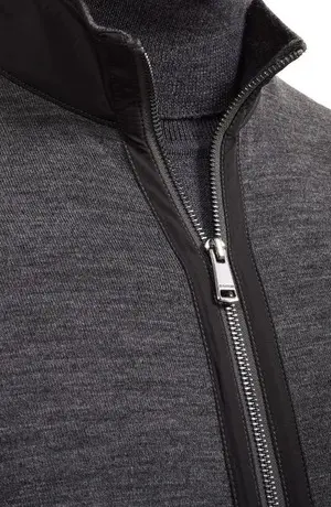 Bugatchi Full Zip Mock Neck Hoodie