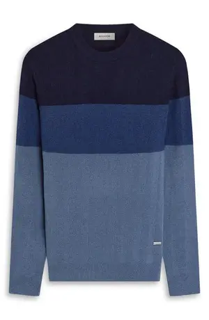 Bugatchi Aran Rib Crewneck Sweater - Navy