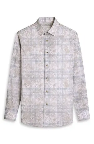 Bugatchi Julian Shaped Plaid Floral Button Up Shirt