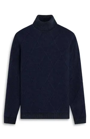 Bugatchi Diamond Turtleneck Sweater - Navy
