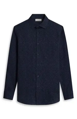 Bugatchi Julian Jacquard Long Sleeve Cotton Button-up Shirt