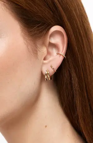 ANA LUISA Esme Trip Cubic Zirconia Huggie Hoop Earrings