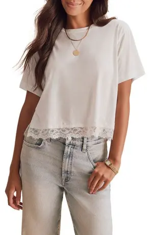 Splendid Lainey Lace Trim Jersey Tee - Shell