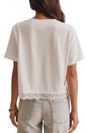 Splendid Lainey Lace Trim Jersey Tee - Shell
