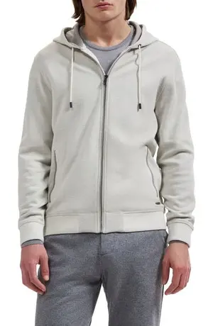 Bugatchi Full Zip Hoodie - Chalk