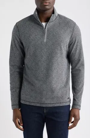 Bugatchi Quarter Zip Pullover Sweater - Black