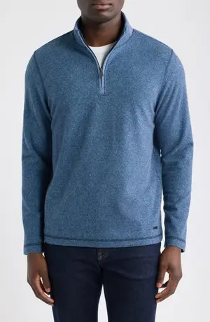 Bugatchi Quarter Zip Pullover Sweater - Navy
