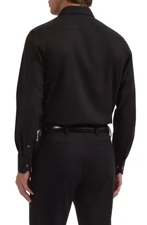 Bugatchi Julian Shaped Fit Solid Jacquard Button-up Shirt