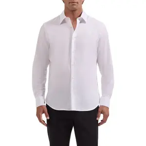 Bugatchi Julian Shaped Fit Solid Jacquard Button-up Shirt - White