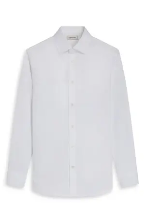 Bugatchi Julian Shaped Fit Solid Jacquard Button-up Shirt - White
