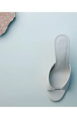 Mango Metallic Detail Faux Leather Slide Sandal - Ecru