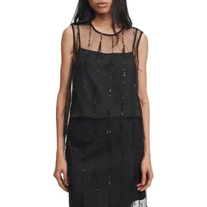 Rag & Bone Geena Sequin Ostrich Feather Tank