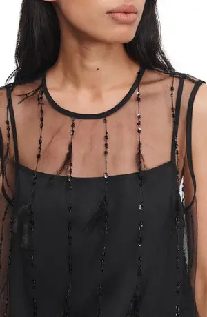 Rag & Bone Geena Sequin Ostrich Feather Tank