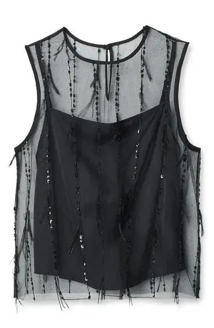 Rag & Bone Geena Sequin Ostrich Feather Tank