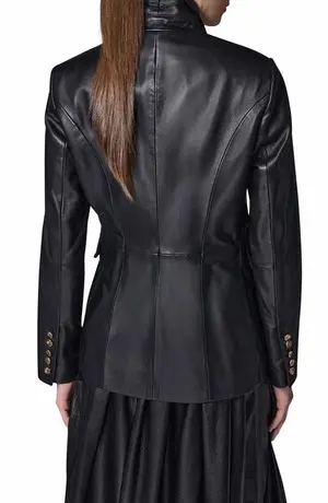 Donna Karan New York Double-breasted Leather Blazer - Black