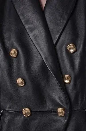 Donna Karan New York Double-breasted Leather Blazer - Black