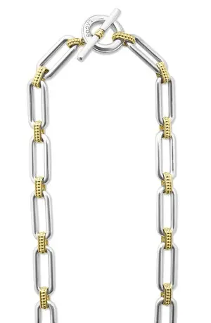 Lagos 18k Gold & Sterling Silver Diamond Link Necklace