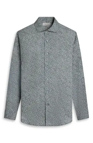 Bugatchi Alvin Shaped Fit Floral Cotton Shirt - Olive