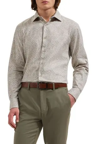 Bugatchi Axel Patterned Shaped Fit Button-up Shirt - Ginger