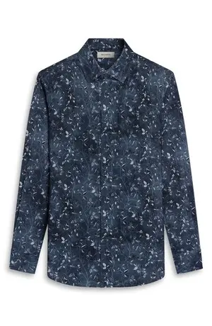 Bugatchi Julian Shaped Fit Leaf Print Button-up Shirt