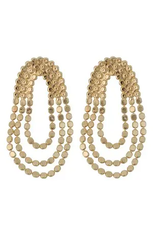 PANACEA Oval Draped Drop Earrings - Gold