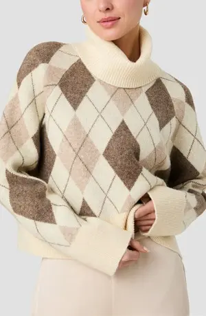 French Connection Koda Argyle Jacquard Turtleneck Sweater