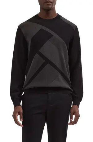 Bugatchi Cotton Crewneck Sweater - Black