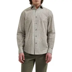 Bugatchi Alvin Shaped Fit Long Sleeve Cotton Shirt - Ginger
