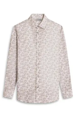 Bugatchi Julian Shaped Fit Leaf Print Stretch Button-up Shirt