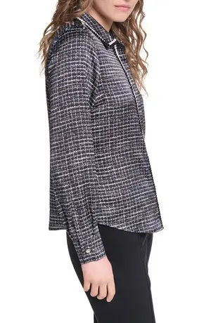 Karl Lagerfeld Paris Tweed Print Long Sleeve Shirt