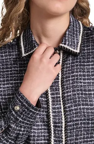 Karl Lagerfeld Paris Tweed Print Long Sleeve Shirt