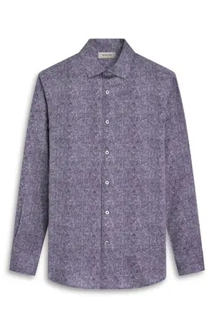 Bugatchi Alvin Shaped Fit Herringbone Cotton Shirt