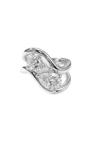 THE M JEWELERS Set Of Two Pear-cut Cubic Zirconia Bypass Rings - Silver
