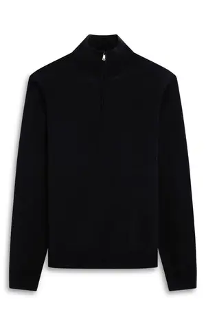 Bugatchi Fred Quarter Zip Merino Wool Sweater - Black