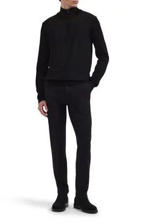 Bugatchi Fred Quarter Zip Merino Wool Sweater - Black