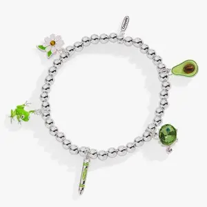 ALEX AND ANI Crayola Fan Favorites Forest Green Charm Stretch Bracelet - Silver