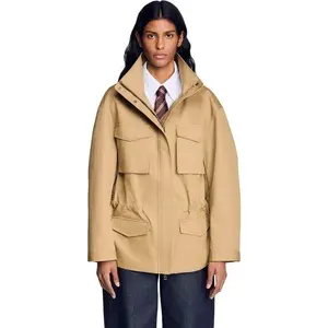 Sandro Jacket With Adjustable Waist - Camel