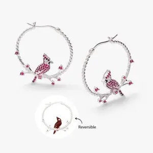 ALEX AND ANI Cardinal Reversible Hoop Earrings