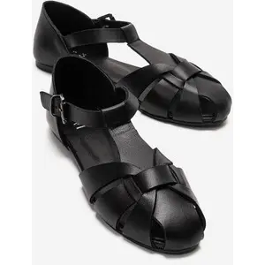 FOREVER & ALWAYS SHOES Falina Leather Sandal - Black